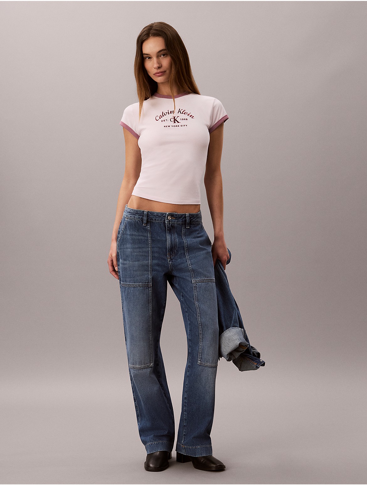 CALVIN KLEIN Calvin Klein Stitch Arch Logo Slim Ringer Tee